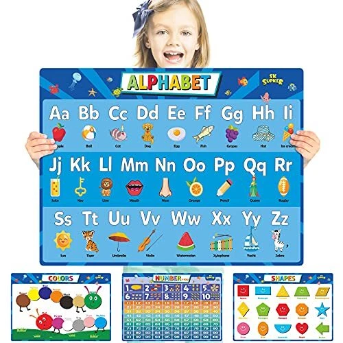 4PACK ABC ALPHABET Chart + Numbers 1-100 + Shapes + Colors Poster Set ...