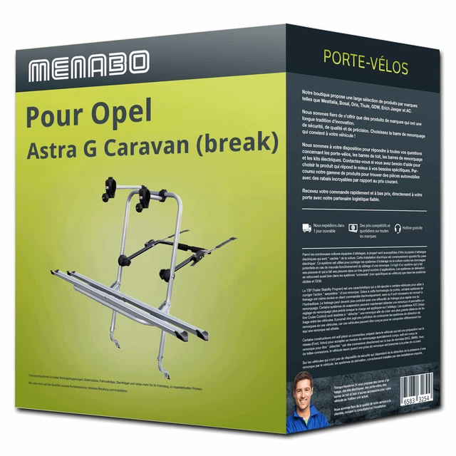 PORTE-VÉLO MENABO LOGIC 2 pour Opel Astra G Caravan 03.1998-07.2004 2 ...