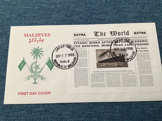 RMS TITANIC MALDIVES Stamp Fdc 27 Sept 1998 Vgc £3.99 - PicClick UK