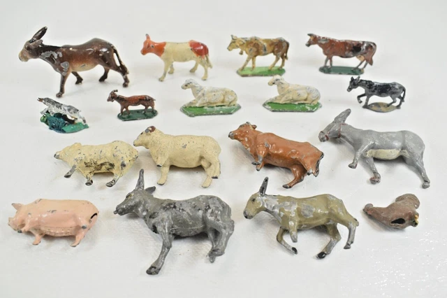 17 ANCIENNES FIGURINES En Plomb Animaux De La Ferme Vache Ane Cbg Mignot Lucotte EUR 35,00 ...