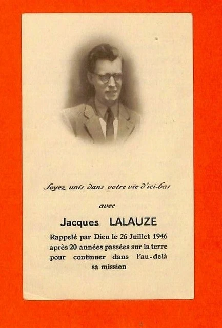 FAIRE-PART DE DECES " Jacques Lalauze " 1946 EUR 7,90 - PicClick FR