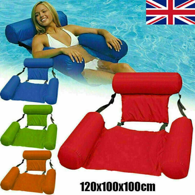 SWIMMING FLOATING CHAIR Pool Inflatable Lazy Water Bed Lounge Chair For ...