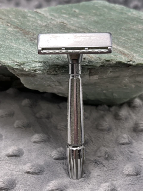 VINTAGE GEM MICROMATIC Bullet Tip Single Edge Safety Razor Silver Tone ...
