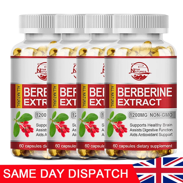 PREMIUM BERBERINE HCL Extract 1200mg Healthy Cholesterol Low Blood ...