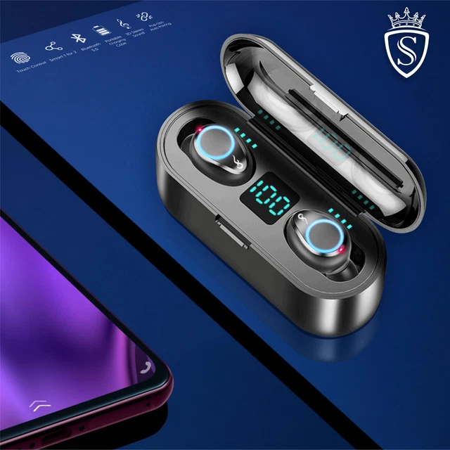 KOPFHÖRER IN-EAR SPORT Headset Ohrhörer Ladebox Bluetooth 5.0 schwarz ...