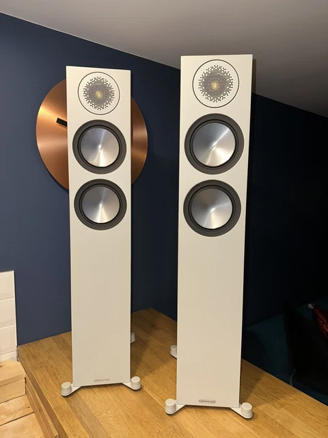 MONITOR AUDIO BRONZE 200 Floor Standing Speakers Finished In White £260 ...
