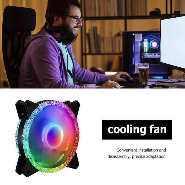 120MM FAN COLORFUL Computer Case Fans Cooling Cooler Radiator 11 Blades ...