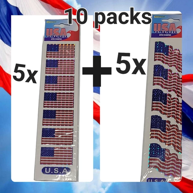 USA FLAG STICKERS - 10 Packs (70 Flag Stickers & 10 Usa Stickers ...