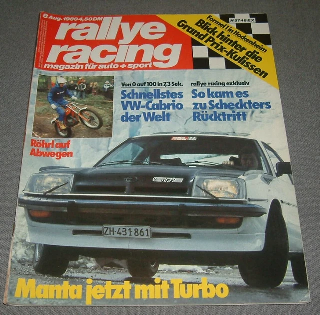 RALLYE RACING 8/80 Poster, Opel Manta B turbo, VW Golf Cabrio, BMW 320 ...
