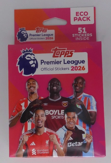 TOPPS PREMIER LEAGUE 2026 Official Stickers Collection Eco pack: 51 ...