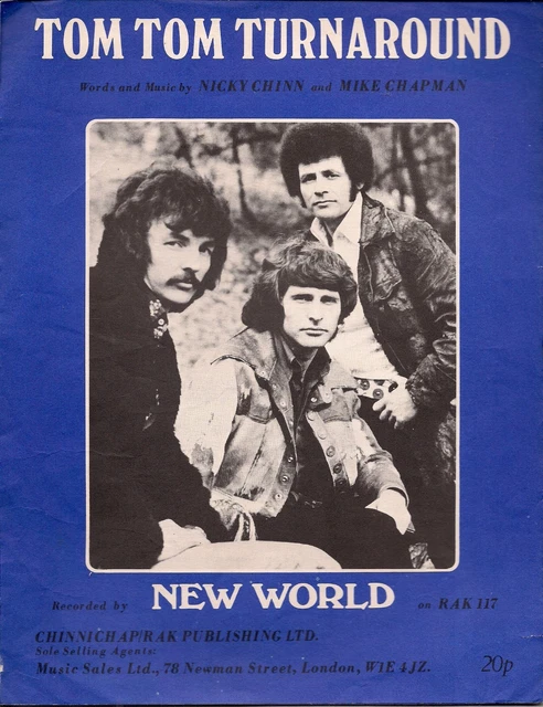 NEW WORLD TOM Tom Turnaround Nicky Chinn / Mike Chapman song UK Sheet ...