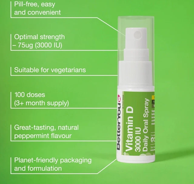 BETTERYOU D3000 VITAMIN D Daily Oral Spray 15ml UNBOXED £6.49 - PicClick UK