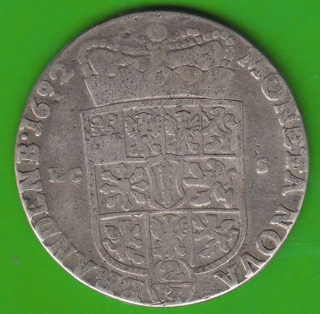 MÜNZE SILBER BRANDENBURG-PREUSSEN 2/3 Taler 1692 LCS Berlin nswleipzig ...