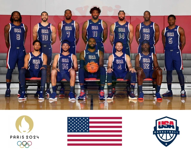 8X10 PHOTO 2024 Paris Olympics Team USA Basketball Hommes - Lebron ...