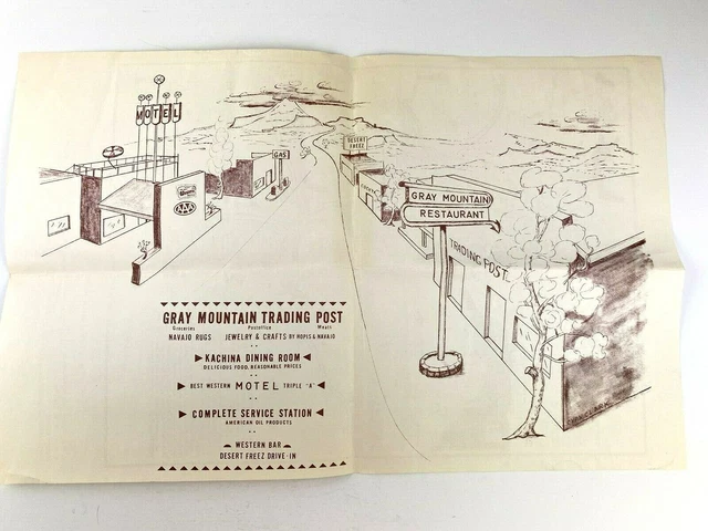 ARIZONA GRAY MOUNTAIN Trading Post Map Drawing of Town Undated Tourist ...