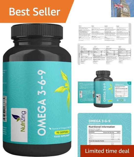 TRIPLE STRENGTH OMEGA 3 6 9 Fish Oil with Flaxseed Oil - Supports Heart ...