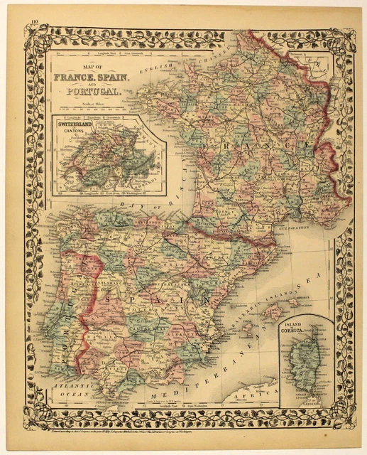 &FRANCE, SPAIN, PORTUGAL-IRELAND, SCOTLAND" Antique authentic Mitchell ...