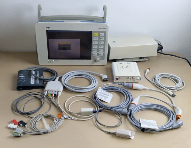 DRAGER DELTA INFINITY patient monitor + CO2 ECG SpO2 NIBP Temp IBP ...