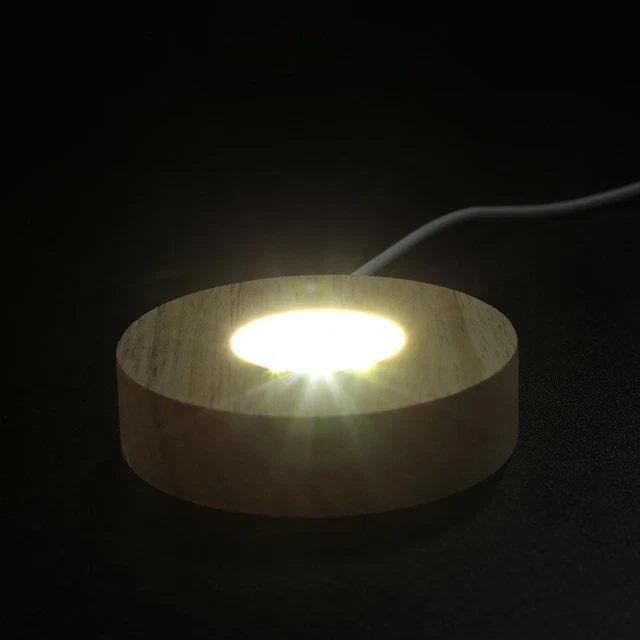 CRYSTAL PYRAMID LAMP Base Decor Wooden LED Display Holder (White) £5.62 ...