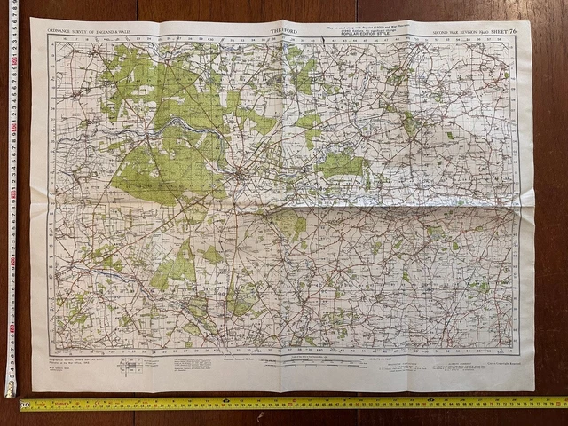 ORIGINAL WW2 BRITISH Army GSGS Os Map of Great Britain - Thetford £16. ...