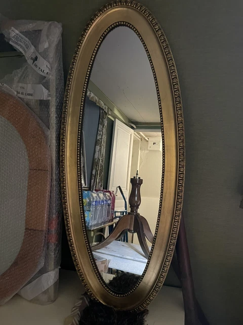 GRAND MIROIR ANCIEN Ovale Cadre Bois Doré EUR 250,00 - PicClick FR