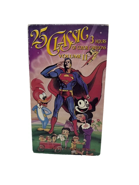 25 CLASSIC CARTOONS Vol II 3 Hours VHS Tape 1991 Superman Felix Popeye ...