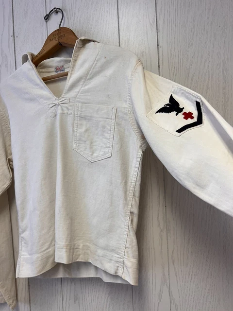 WW2 US NAVY Cracker Jack MEDIC Uniform Shirt Top Sz S P.J. Lucas ...