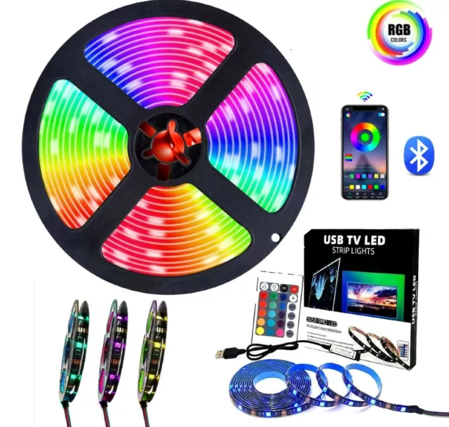LED STRIP LIGHTS 1- 5m RGB 5050 Colour Changing Tape Cabinet Kitchen TV ...