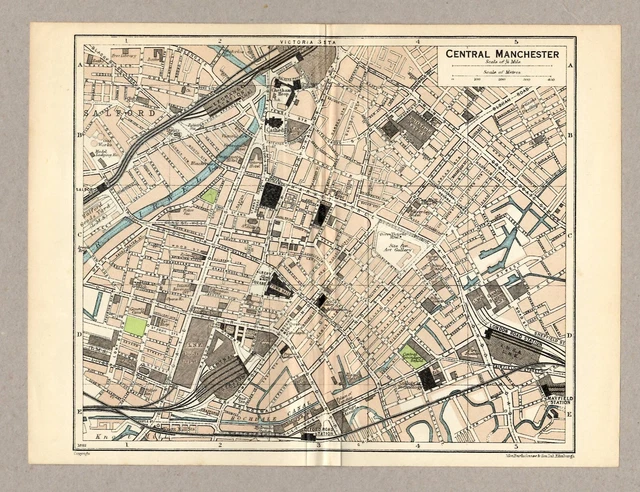 Vintage Map Of Manchester FOR SALE! - PicClick UK