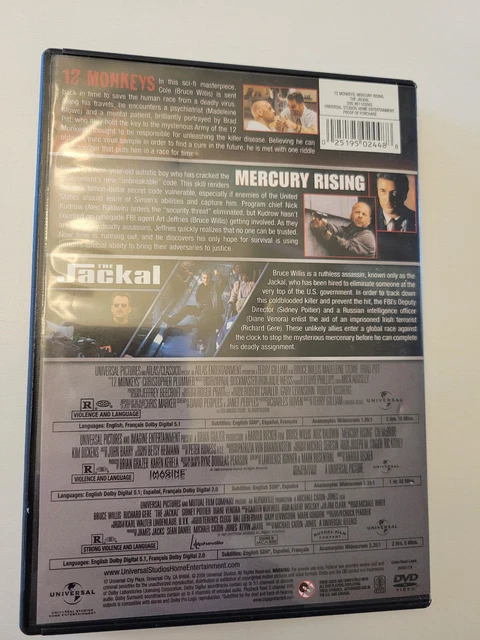 BRUCE WILLIS TRIPLE Feature: 12 Monkeys / Mercury Rising / The Jackal (Used DVD) $8.97 - PicClick CA