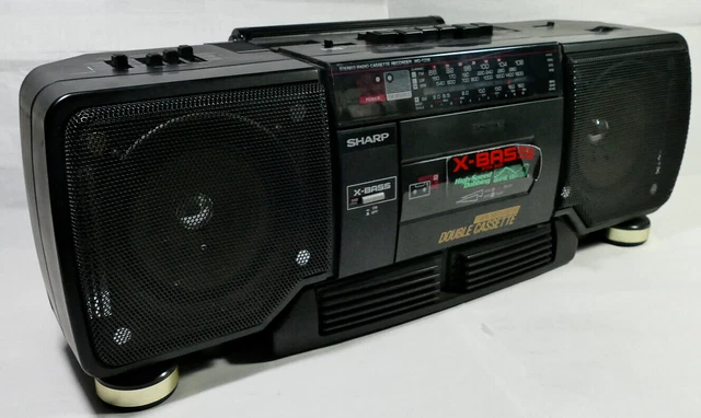 SHARP WQ-T238H (BK) X-BASS Twin Cassette Ghettoblaster Boombox Doppellaufwerk GF EUR 33,00 ...