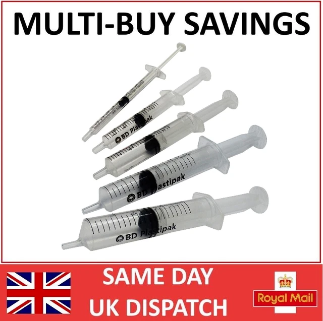 BD STERILE SYRINGES 1ml 2ml 5ml 10ml 20ml 30ml Plastipak Syringes - Best Prices £1.99 - PicClick UK
