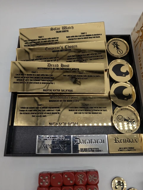 WARHAMMER 40K CUSTOM Custodes Counter Set Box (9th ed) w/Cards & Dice ...