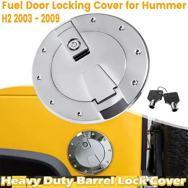 CHROME FUEL DOOR Locking Aluminum Gas Tank Cap Cover for Hummer H2 2003 ...