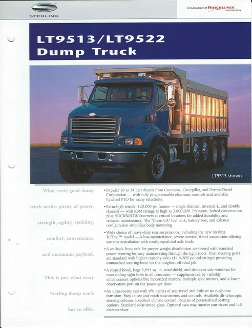 TRUCK DATA SHEET - Sterling - LT9513 LT9522 - Dump - 1998 - Brochure ...