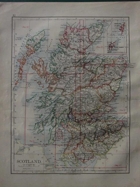 1900 VITTORIANO MAPPA ~Scozia Chiave~ Argyle Perth Forfar Inverness ...