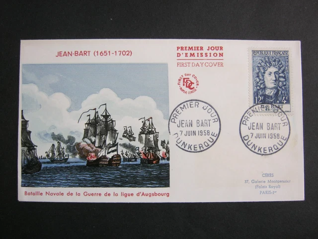 FDC ENVELOPPE 1ER JOUR 1958 SERIE PERSONNAGES CELEBRES 1958 JEAN BART EUR 2,80 - PicClick FR