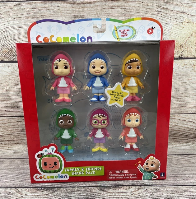 COCOMELON FRIENDS & Family Shark Pack 6 Piece Set Cece JJ Nina Cody ...
