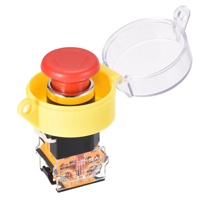 22MM MOUNTING LATCHING Emergency Stop Push Button Switch 60mm 1NO 1NC ...