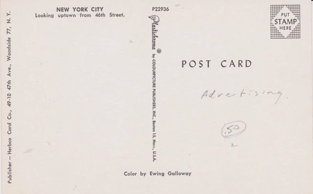 TIMES SQUARE NEW York City 1955 North Of 46Th St. Automat Sign Chrome ...