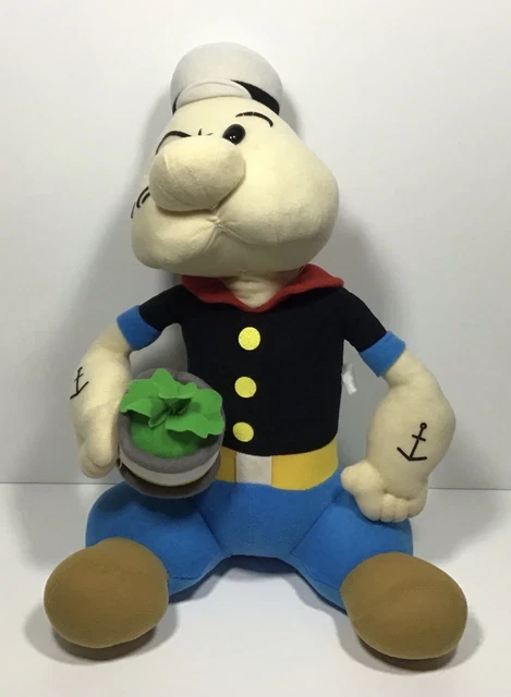 VINTAGE 15” HIGH Popeye Holding A Can Of Spinach Plush Soft Toy £3.99 ...