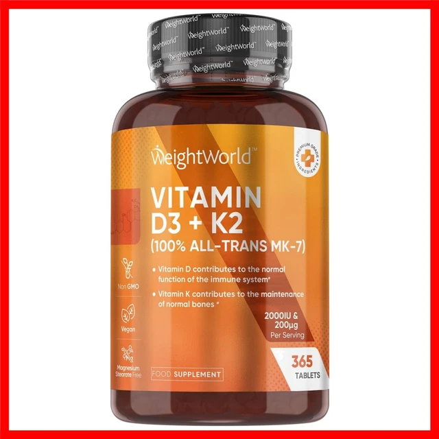 365 MICRO TABLETS of Vitamin D3 2000IU & K2 MK-7 - Superior Absorption ...