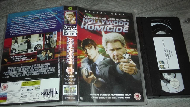 HOLLYWOOD HOMICIDE VHS Video Big Box Timecode Sample Dealer Rental TBC ...