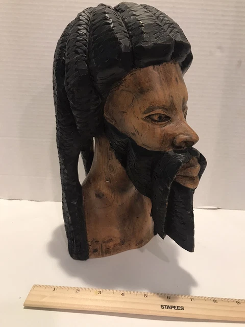 VTG HAND CARVED Wood Bob Marley Rastafarian Jamaican Man Art Statue ...