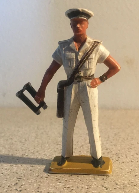 ANCIENNE FIGURINE STARLUX militaire soldat marin officier aux jumelles ...