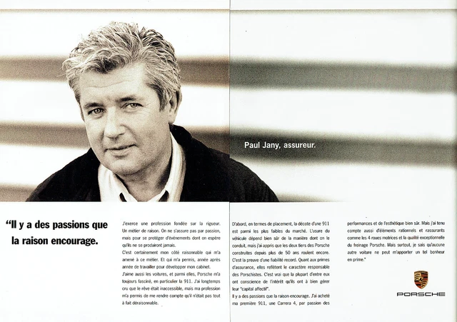 PUBLICITÉ ADVERTISING 098 1999 Porsche 911 (2pages) Paul Jany assureur ...
