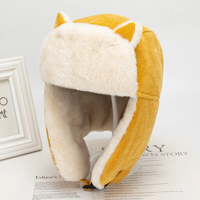Cap Ushanka Trapper Hat Cat Ear Faux Fur Fluffy Windproof Warm Unisex