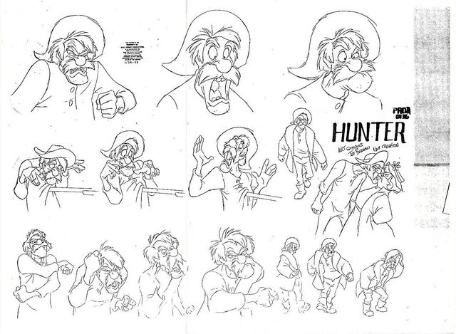 THE FOX AND THE HOUND Production Studio Copy HUNTER Model Sheet Guide ...