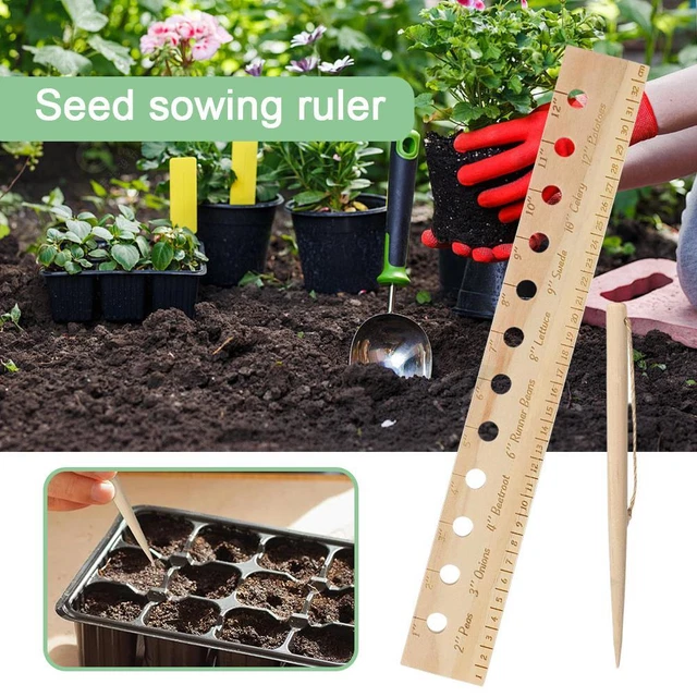 SEED SOWING RULER Outdoor Seed Wooden Sowing Ruler Plant Seed Spacer ...