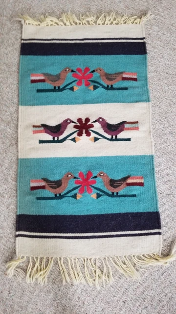 VINTAGE NATIVE American Style Woven Bird Rug Small 38" by 22" Great ...